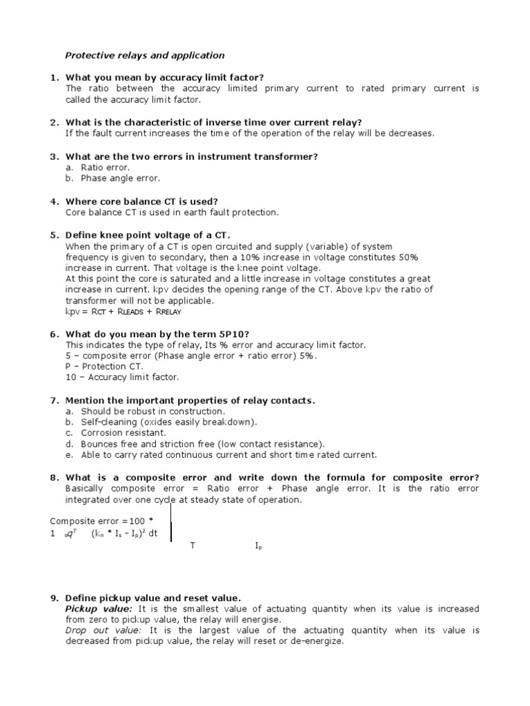 Analysed Electrical Queries | PDF | Relay | Transformer