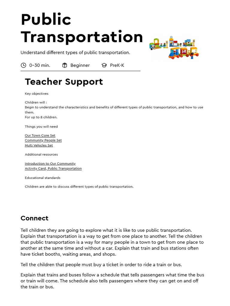 Public Transportation Lesson for Kids | PDF | Public Transport | Bus