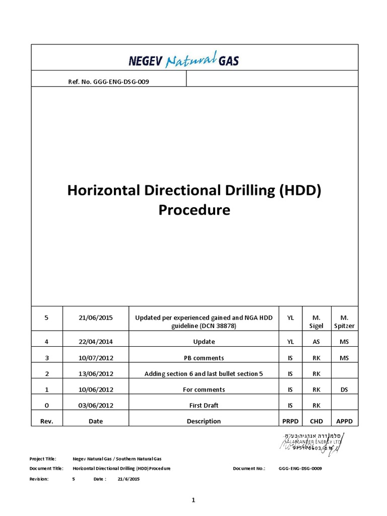 HDD Procedure for Negev Gas Project | PDF | Civil Engineering ...