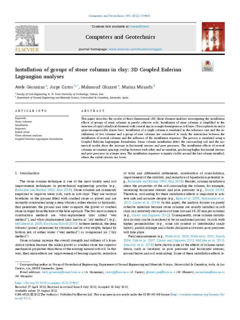 3D Analysis of Stone Column Installation | PDF | Geotechnical ...