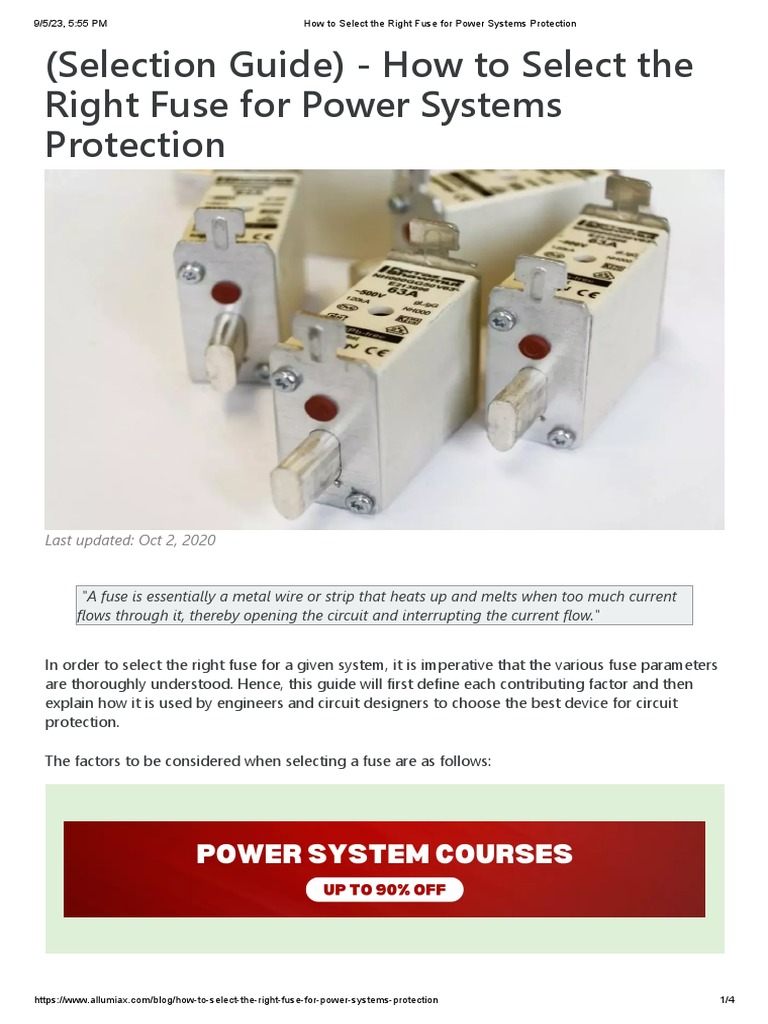 How To Select The Right Fuse For Power Systems Protection | PDF | Fuse ...