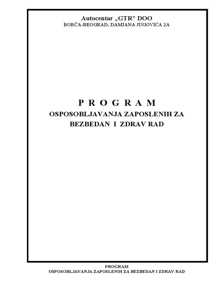 Program Osposobljavanja BIZR | PDF