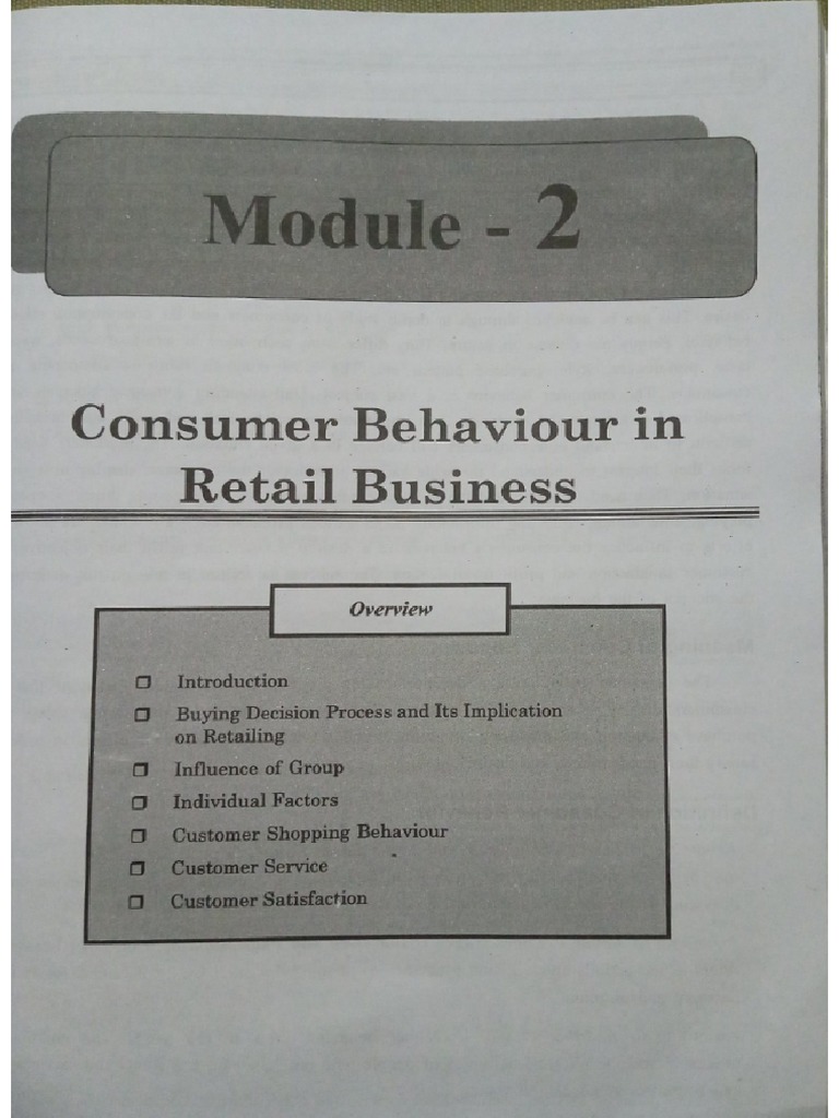 Module - 2 CONSUMER BEHAVIOUR IN RETAIL BUSINESS 2nd Sem | PDF