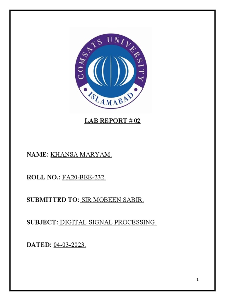 Lab Report 3 DSP | PDF | Elementary Mathematics | Algorithms