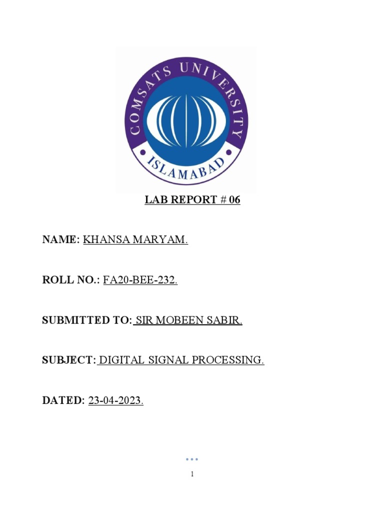 Lab Report 6 DSP | PDF | Mathematical Concepts | Mathematical Analysis