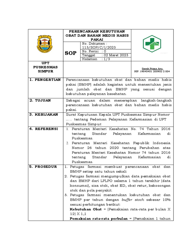 Sop Perencanaan | PDF