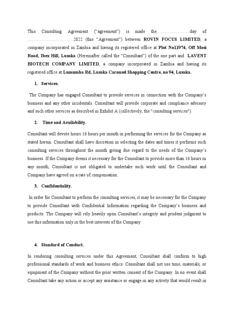 Consultancy Agreement | Download Free PDF | Employment | Proprietary ...