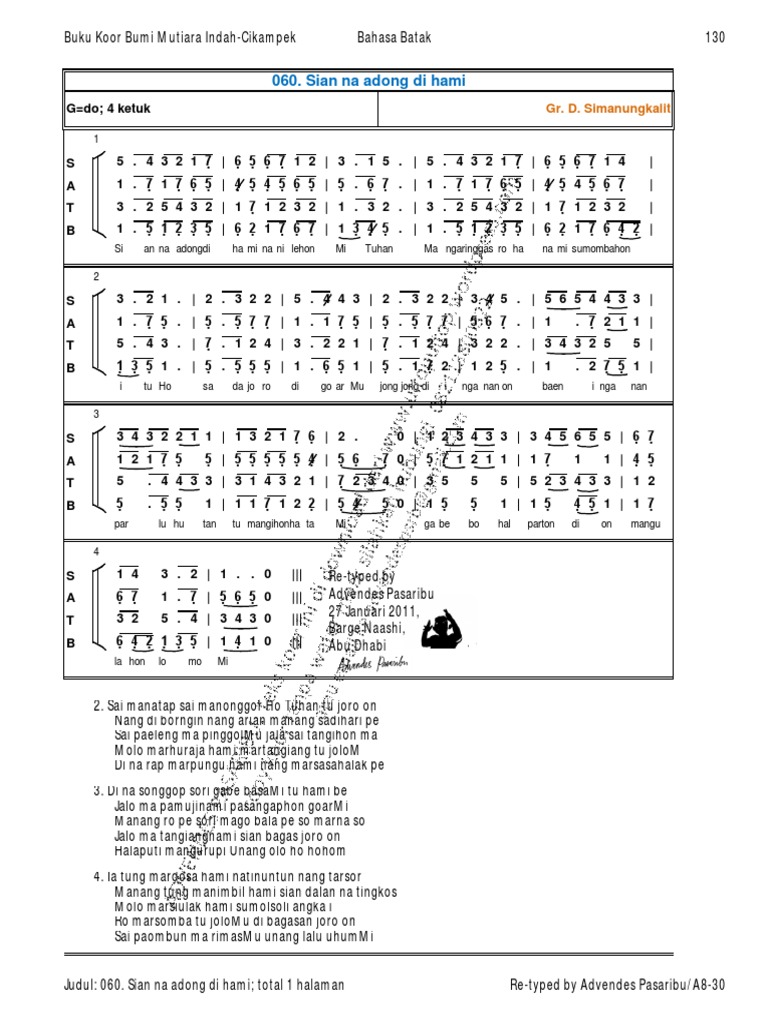 Buku Koor Bahasa Batak Cikampek | PDF