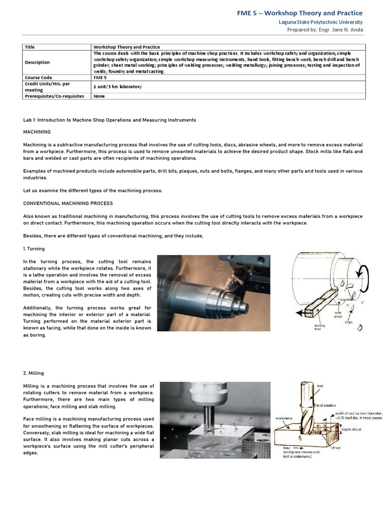 Workshop Theory and Practice Overview | PDF | Machining | Grinding ...