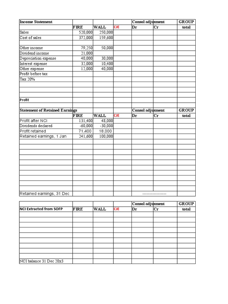 Problem 5.2 Consolidation Working Paper STUDENT | PDF