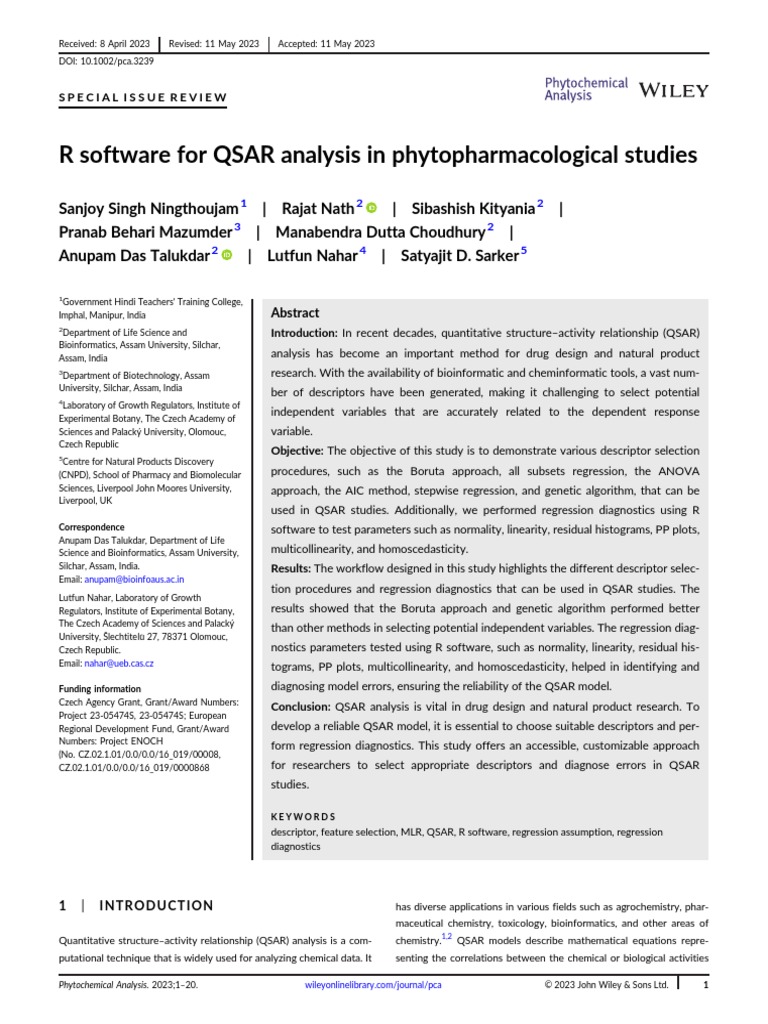 R PCA PublishedOnline | Download Free PDF | Quantitative Structure–Activity Relationship ...