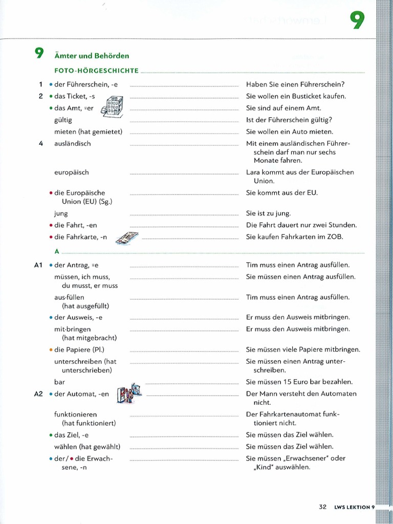 Lernwortschatz Lektion 9 | PDF