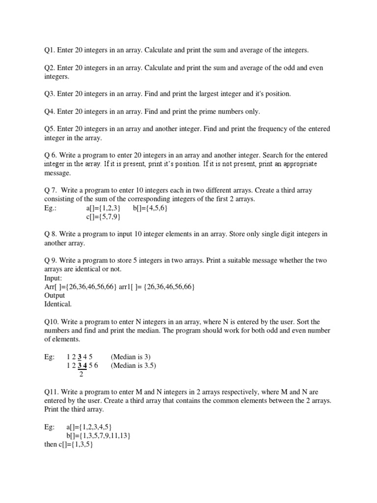 Array Questions-1 | PDF | Taxes | Integer (Computer Science) Array Questions-1 | PDF | Taxes | Integer (Computer Science)