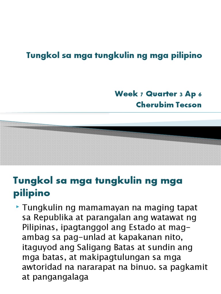 Tungkol Sa Mga Tungkulin NG Mga Pilipino | PDF