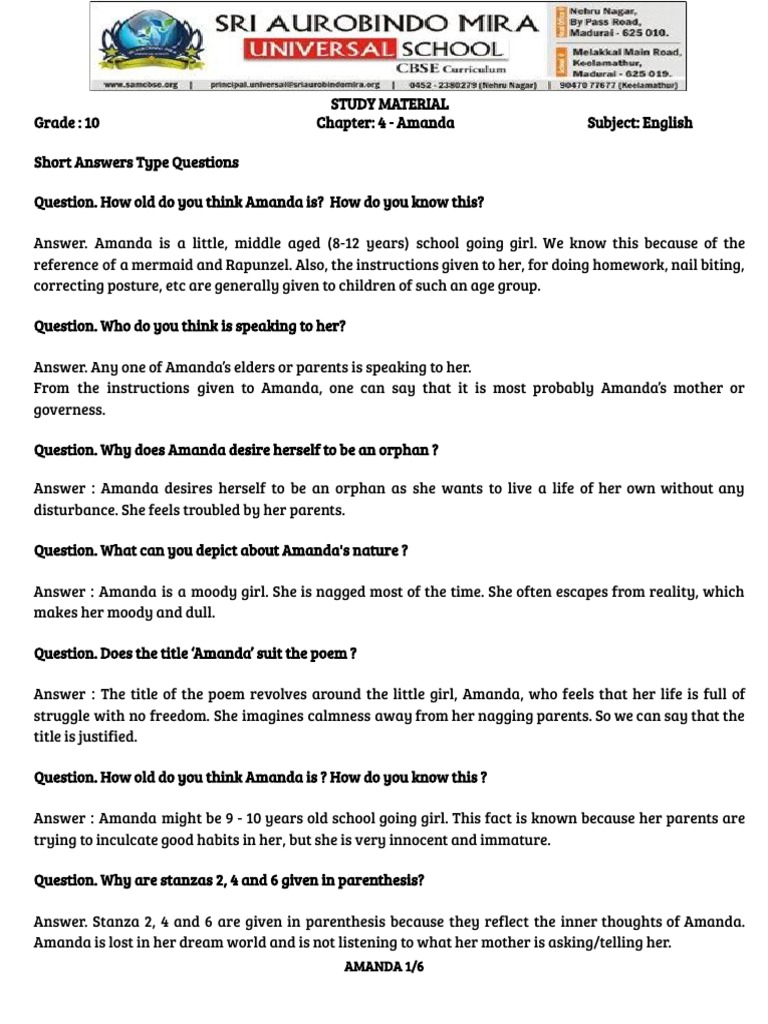 Amanda STUDY MATERIAL | PDF