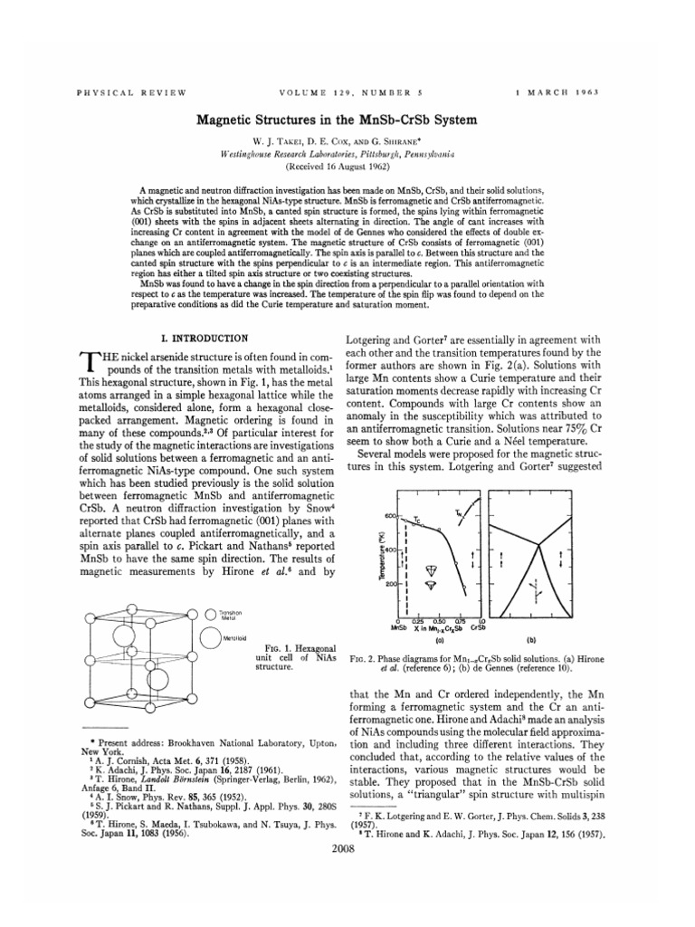 Takei1963 - Magnetic Structures in The MNSB-CRSB System | PDF ...
