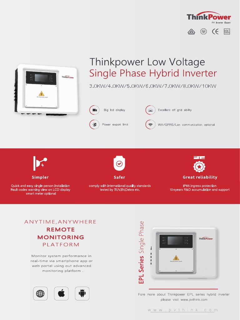 Thinkpower Single Phase Hybrid Inverter Catalog | PDF