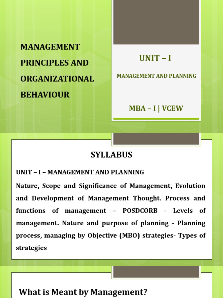 MOB Unit - 1 | PDF | Goal | Strategic Management