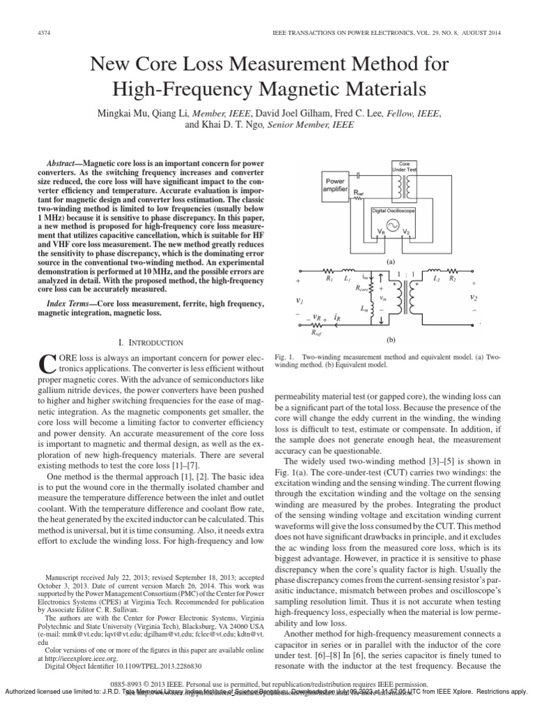 Mingkai Mu - New Core Loss Measurement Method For High-Frequency ...