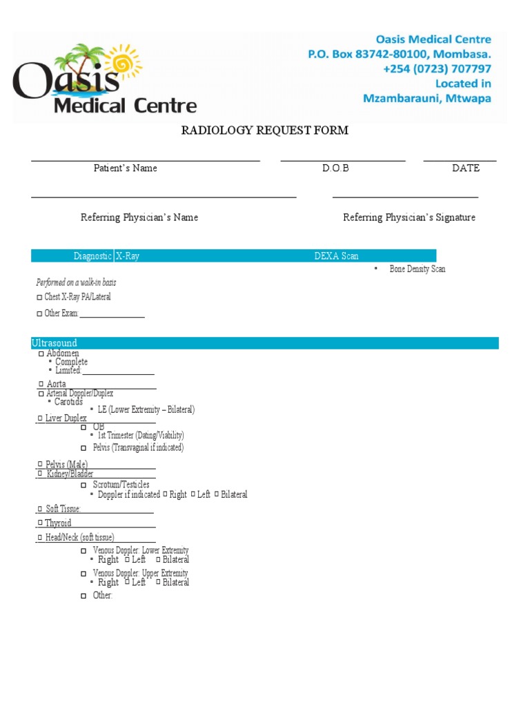 Radiology Request Form | PDF