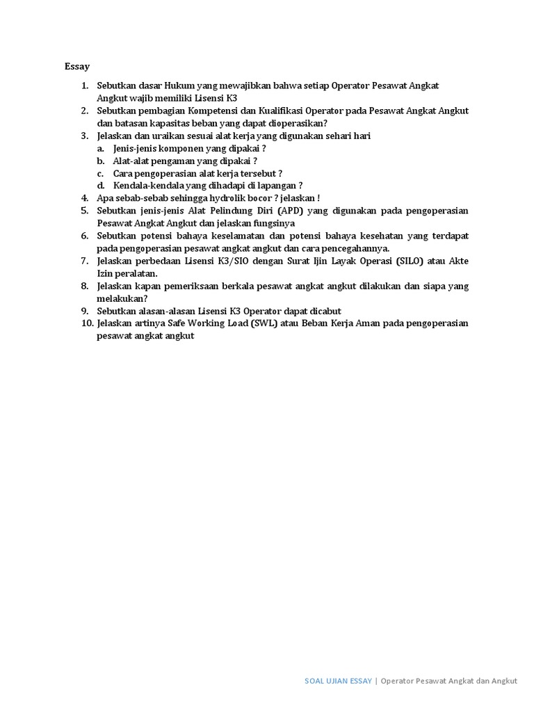 Soal Essay Paa | PDF