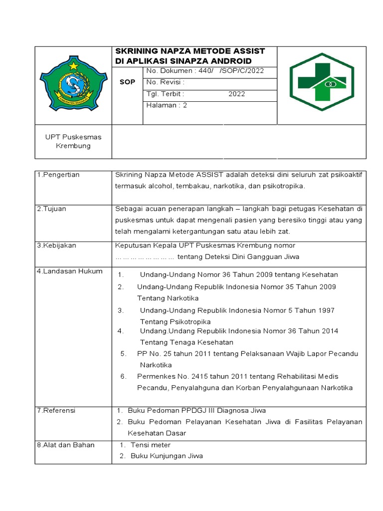 Sop Skrining Napza | PDF
