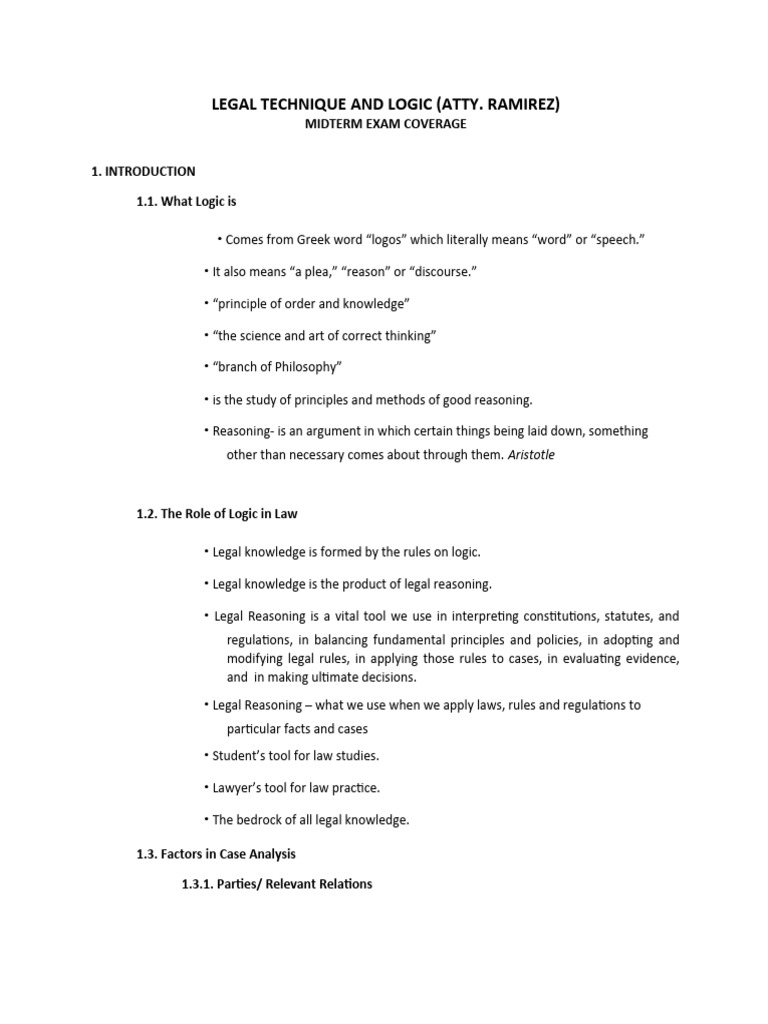 Legal Technique and Logic Introduction and Fundamental Concepts in ...