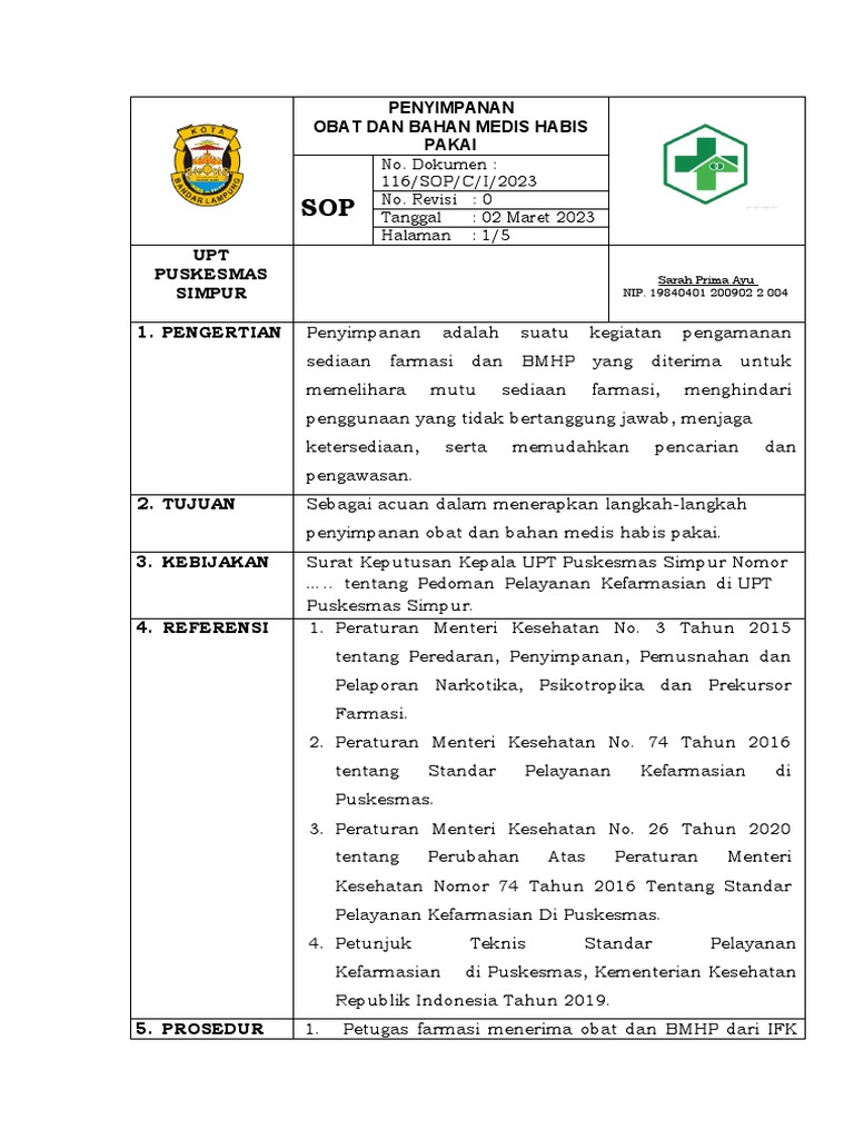 Sop Penyimpanan | PDF