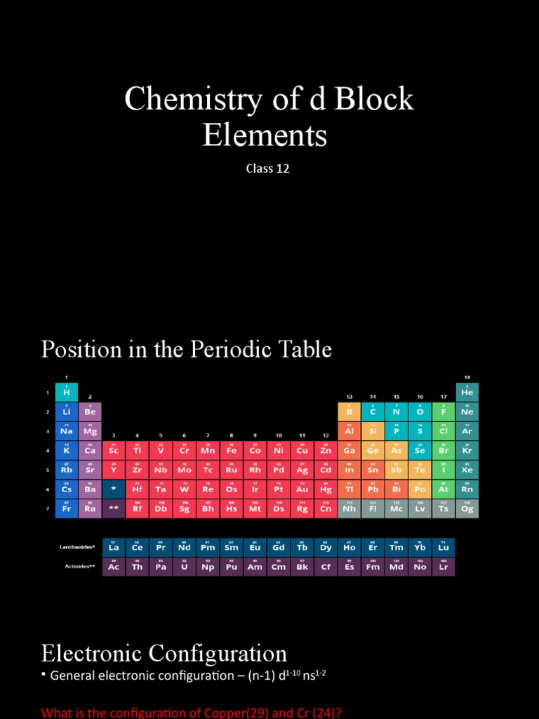 Class 12 Chemistry PPT D Block Chemistry July 2023 | PDF | Transition ...
