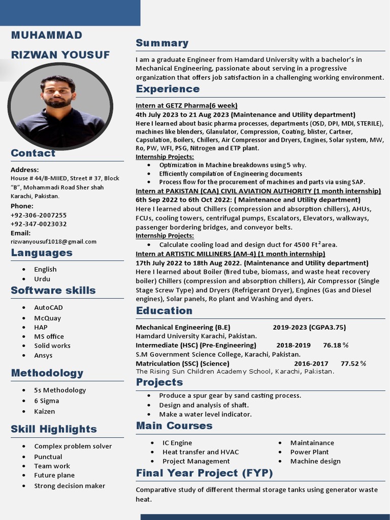 M. Rizwan Yousuf's CV | PDF | Physical Sciences | Manufactured Goods