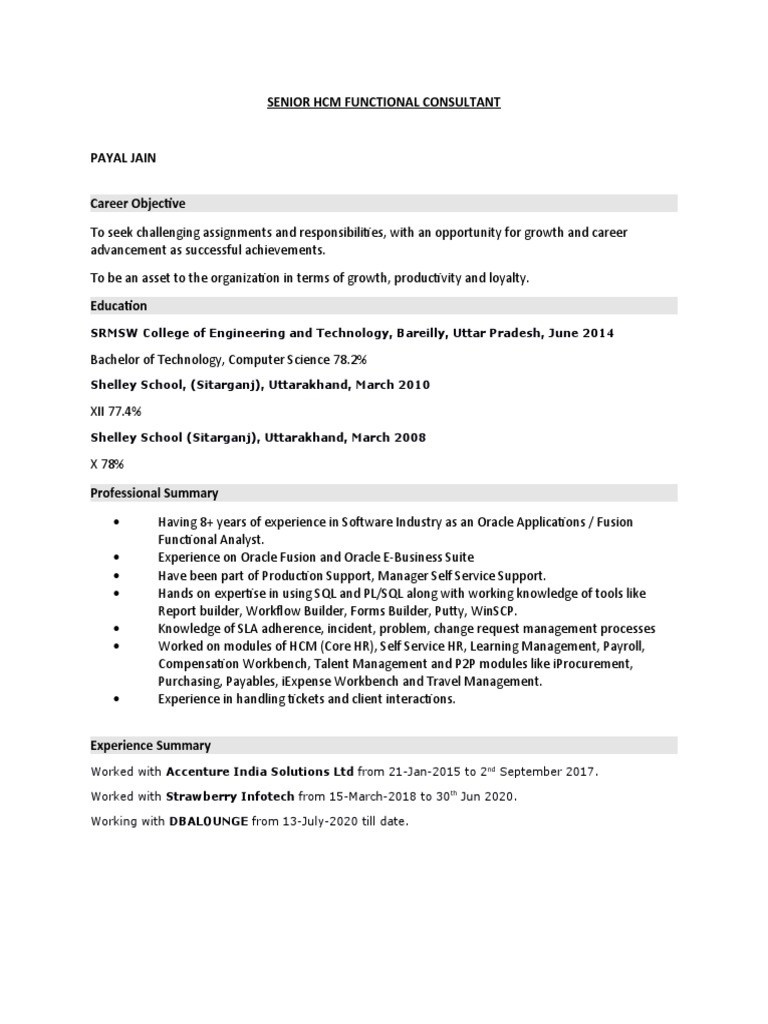 Resume Payal Jain Dbalounge | PDF | Business | Computing