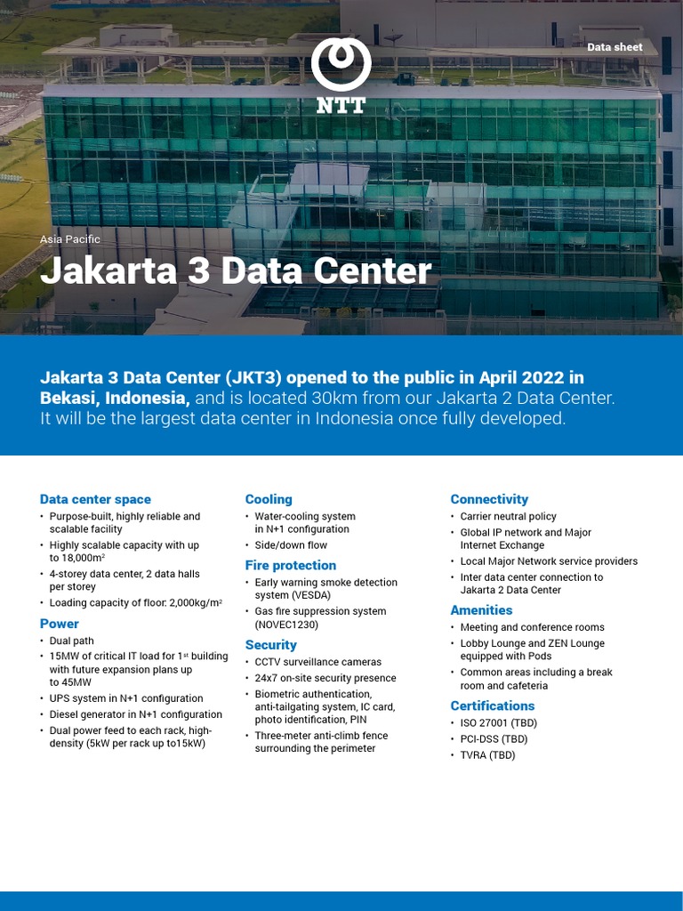 Jakarta 3 Data Center Data Sheet | PDF | Data Center | Closed Circuit ...