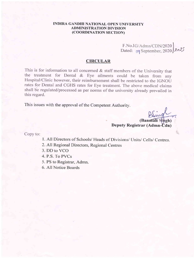 Circular Dental CGHS | PDF