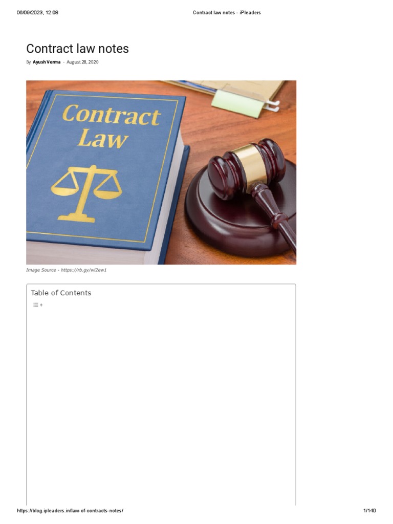 Contract Law Notes - IPleaders | PDF | Offer And Acceptance | Damages