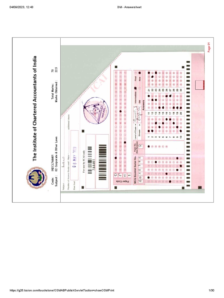DM - Answersheet LAW | PDF