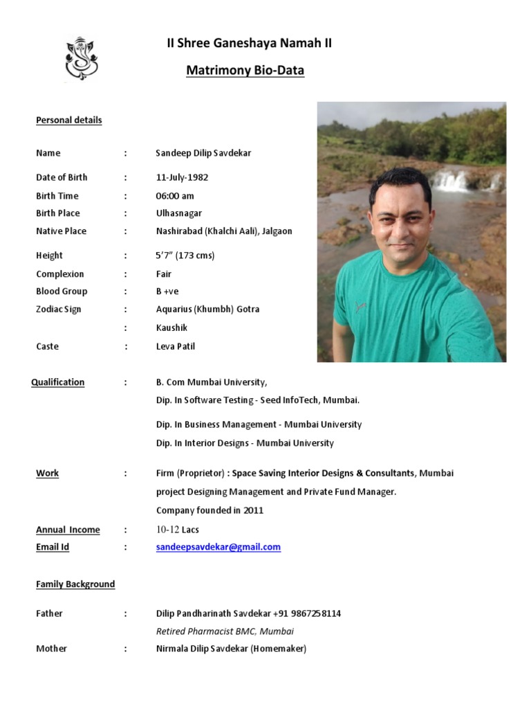 Sandeep Savdekar Matri Bio-Data 2 | PDF
