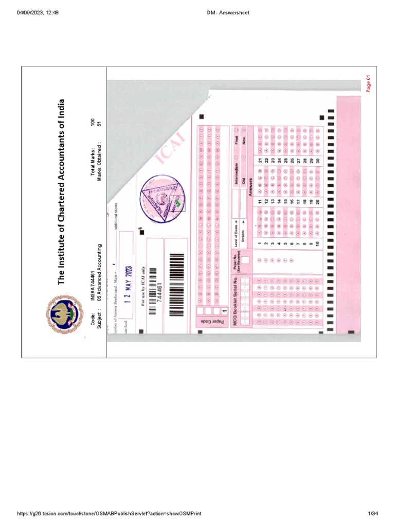 DM - Answersheet Advanced Accounts | PDF