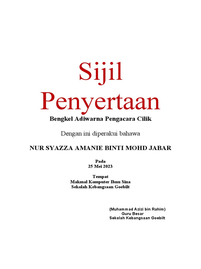 Sijil Penyertaan SKG | PDF