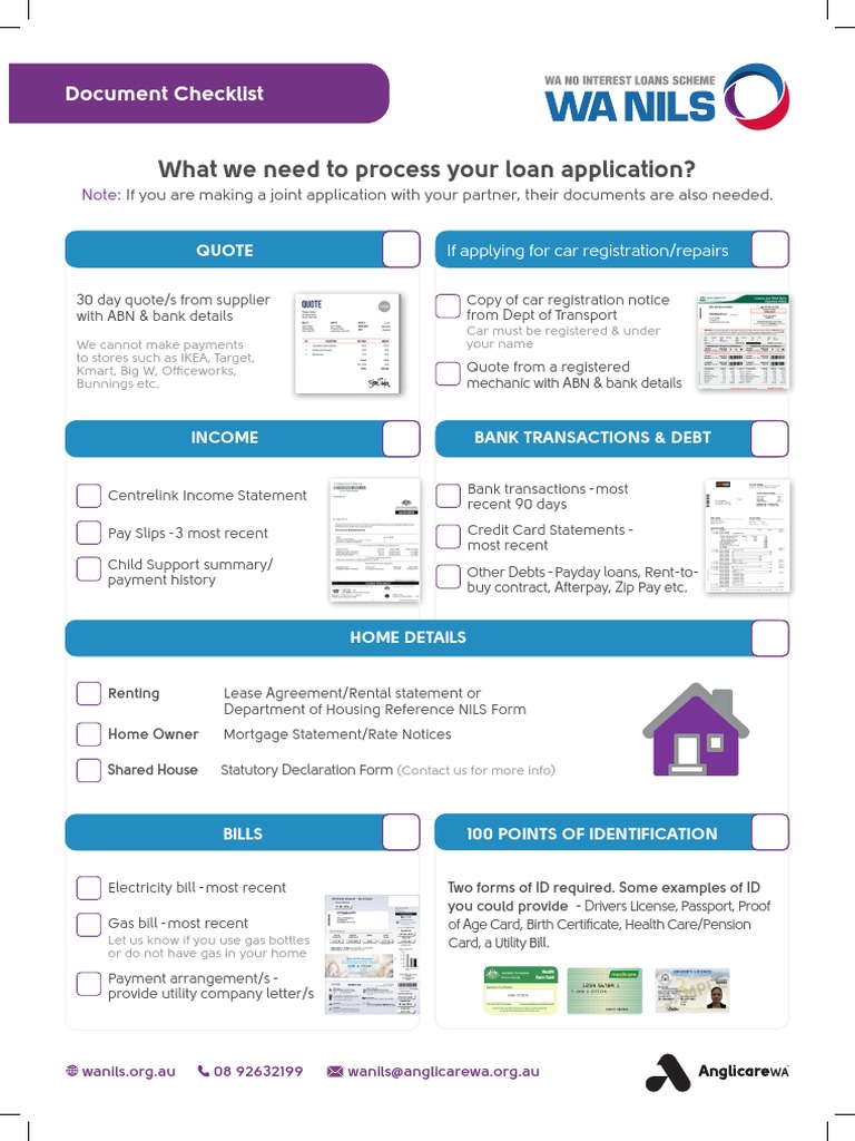 WA NILS Document Checklist v2 | PDF | Debt | Identity Document