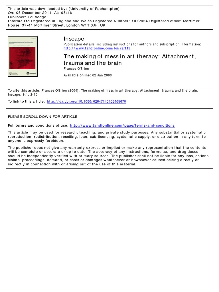 Making of Mess in Art Therapy Attachement Trauma and The Brain | PDF ...