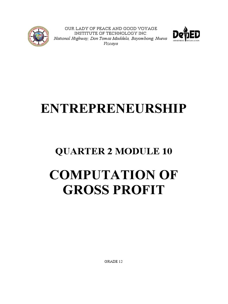 ENTREPRENEURSHIP QUARTER 2 MODULE 10 Computation-of-Gross-Profit | PDF ...