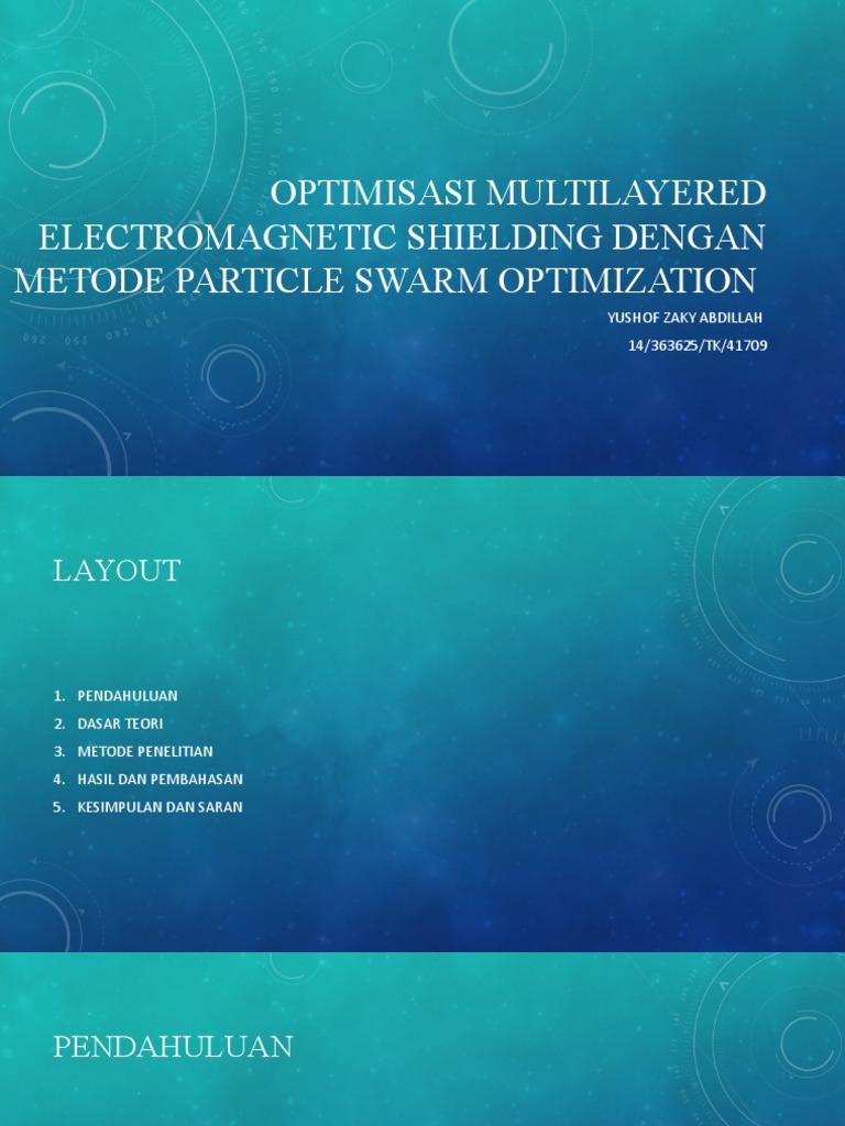 Optimisasi Multilayered Electromagnetic Shielding Dengan Metode Particle Swarm Optimization | PDF