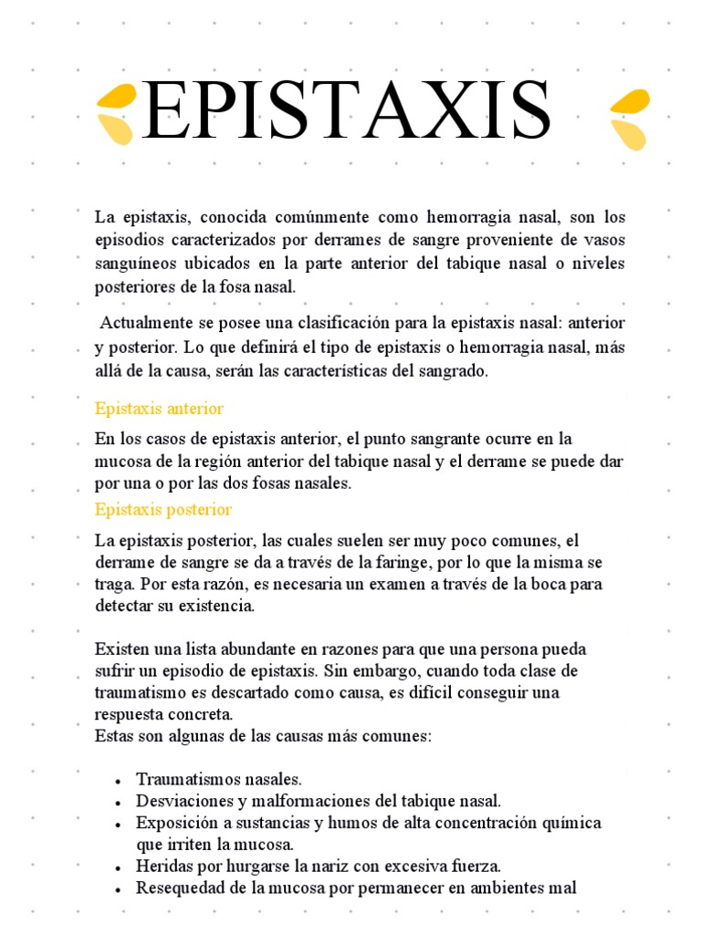 Causas y tipos de epistaxis nasal | PDF | Especialidades Medicas ...