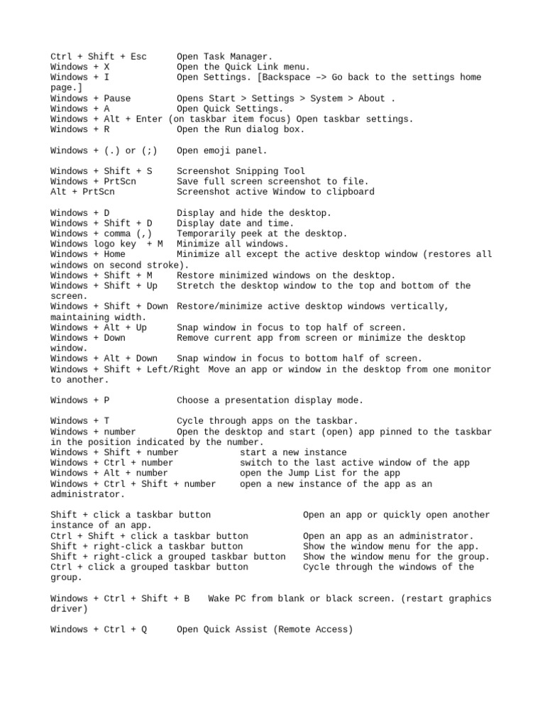 Windows Shortcuts | PDF | Microsoft Windows | Screenshot