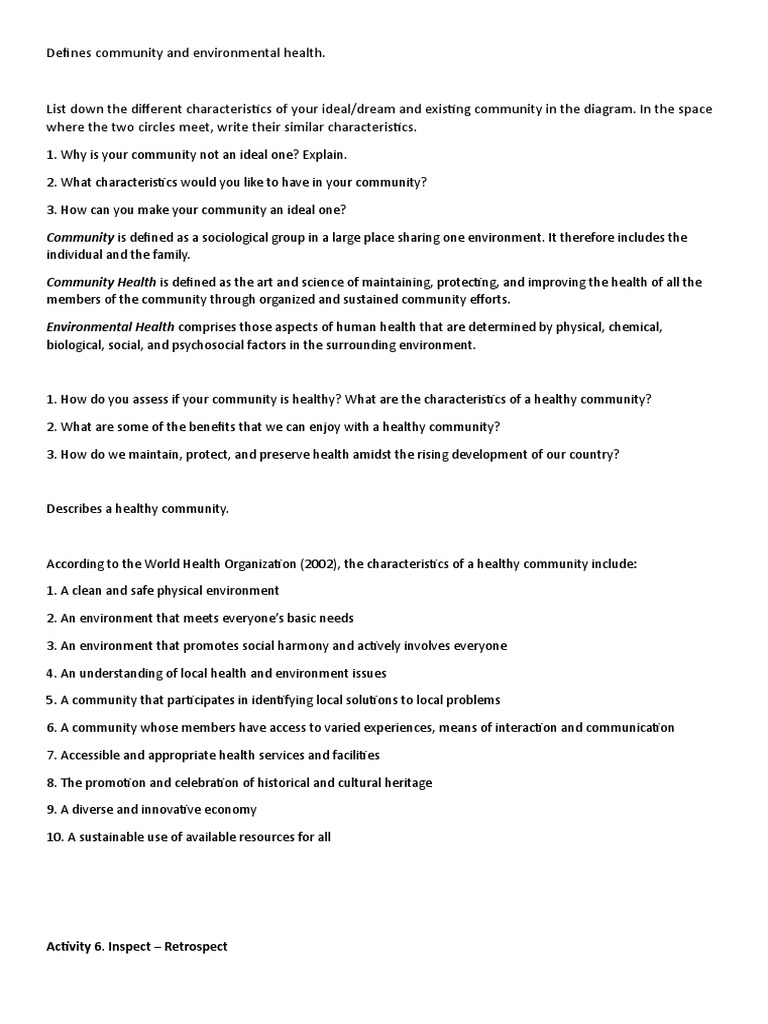 Defines Community and Environmental Health | PDF | Community | Natural ...
