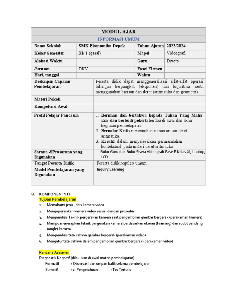 Format RPP Merdeka Belajar | PDF | Komputer