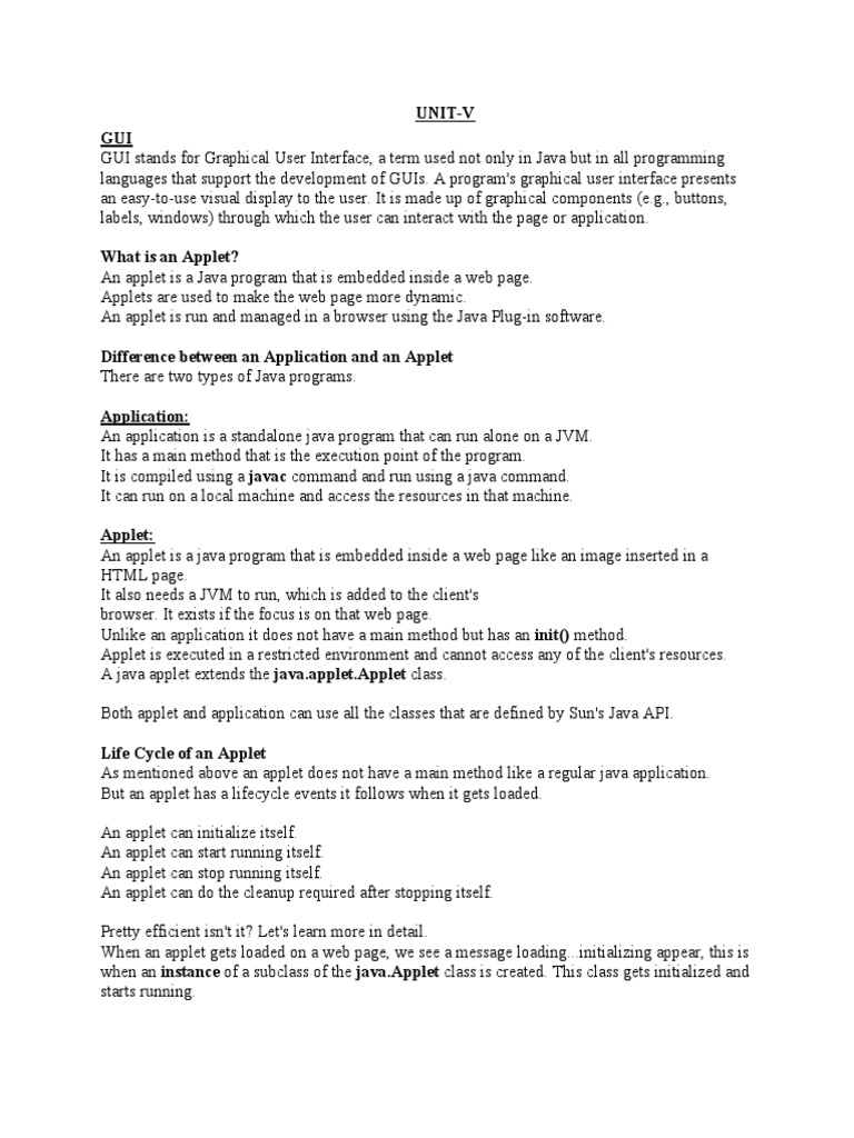Java Unit-5 | Download Free PDF | Class (Computer Programming) | Java ... Java Unit-5 | Download Free PDF | Class (Computer Programming) | Java ...