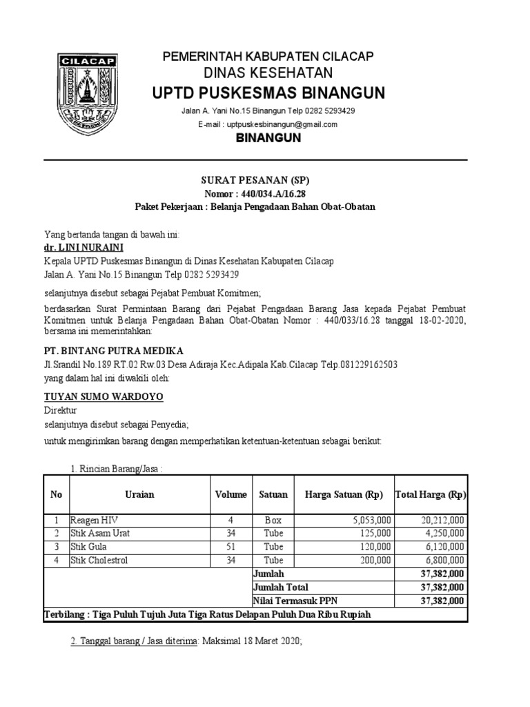 Contoh Surat Pesanan | PDF