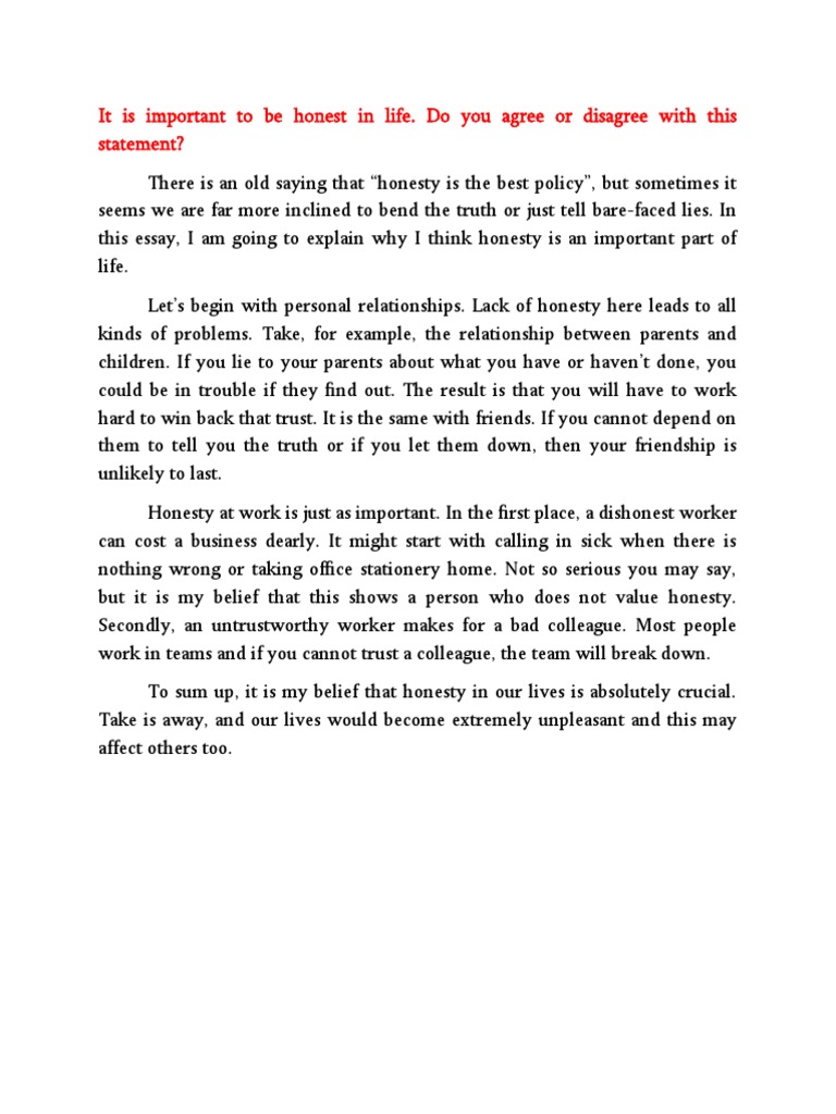 Importance of Honesty in Life | PDF