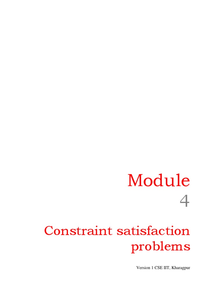 Constraint Satisfaction Problems: Version 1 CSE IIT, Kharagpur | PDF | Algorithms And Data ...